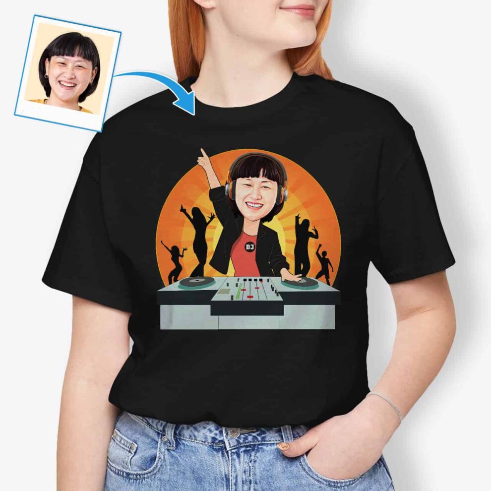Personalized DJ Caricature T-Shirt | Custom Music Lover Tee