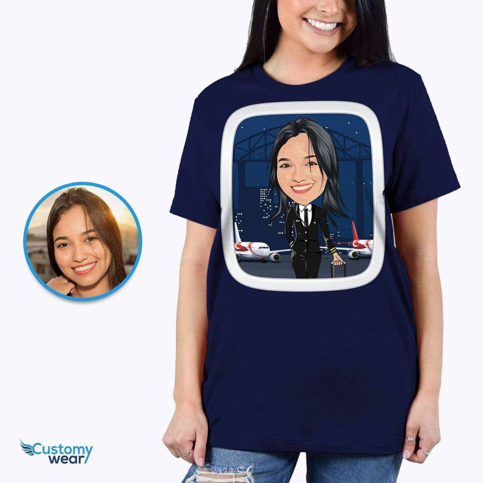Personalized Pilot Portrait T-Shirt - Transform Your Photo Into Custom ...